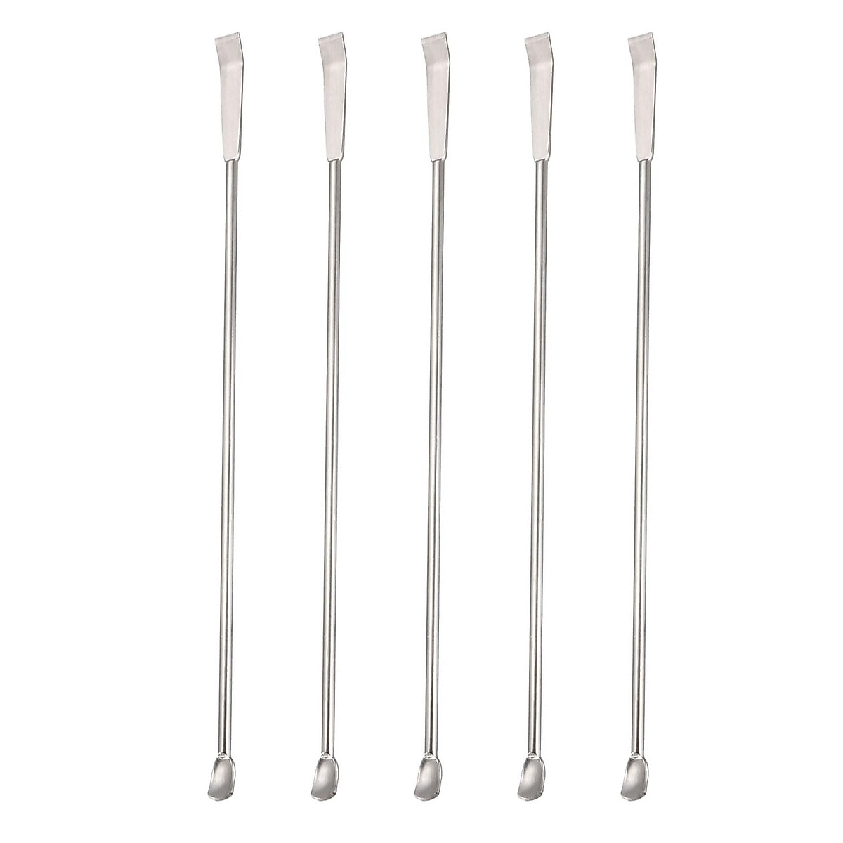 YOKIVE 5 Pcs Lab Spatula Spoon, 304 Stainless Steel Micro Sampling Mixing Measuring Great for Laboratory (200mm/8-Inch)