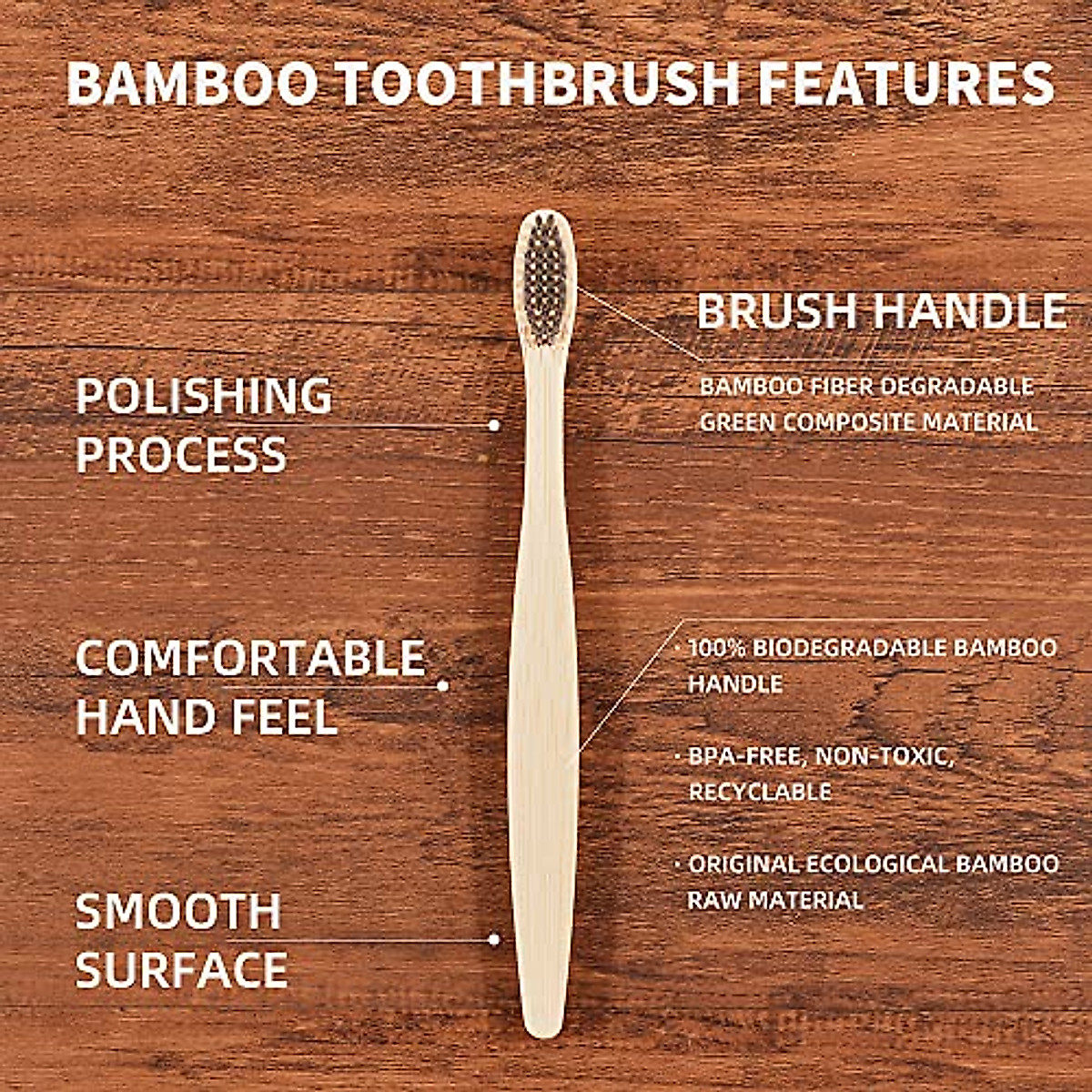 OUTIN Adults Bamboo Toothbrushes 20 Pack, Colorfull Soft Bristles Children Wood Toothbrush Eco Friendly Biodegradable Wooden Handle Tooth Brush Oral Cleaning, HOT004