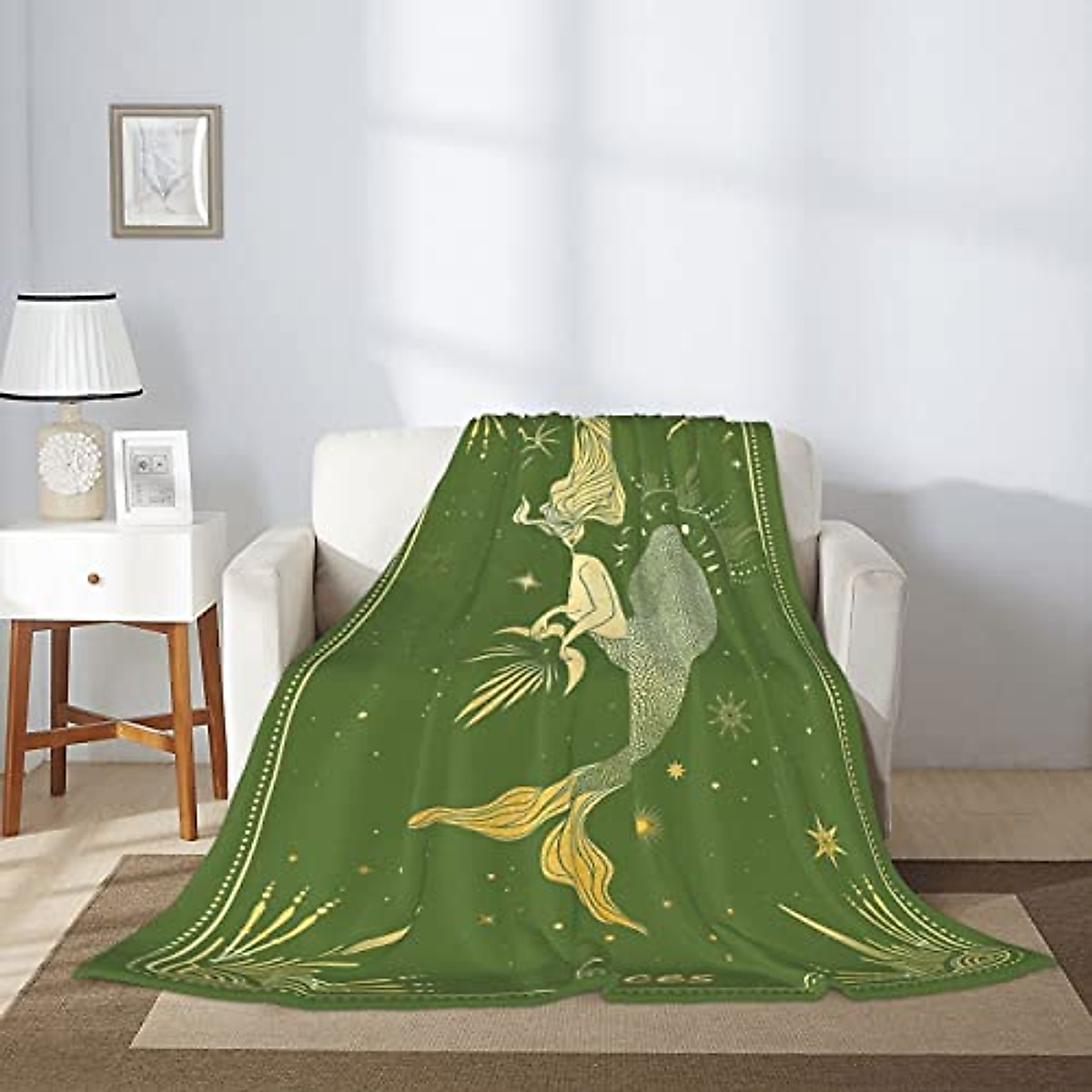 Pisces Zodiac Blanket Constellation Flannel Fleece Throw Blanket with Lucky Colors Winter Warm Astrology Gifts Blanket for Home Bed Couch 60"X50"