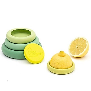 Food Huggers 5pc Reusable Silicone Food Savers | BPA Free & Dishwasher Safe | Fruit & Vegetable Produce Storage for Onion, Tomato, Lemon, Banana, Cans & More | Round, Sage Green