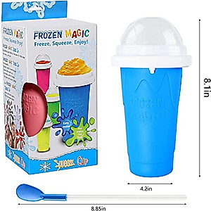cdbz Slushy Cup Slushie Cups,Slushie Machine Slushy Maker Cup,Slushie Cup Maker Squeeze Slushy Machines,Frozen Magic Slushy Cup 2 Pack, Ice Cream Maker Cool Stuff for Juices and Drinks(Blue+Green)