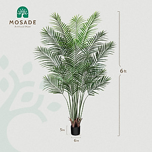 MOSADE Artificial Areca Palm Tree 6Feet Fake Tropical Palm Plant and Handmade Seagrass Basket, Perfect Tall Faux Dypsis Lutescens Plants for Entryway Modern Decor Home Office Porch Balcony Gift