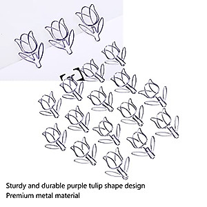 Cute Paper Clips, 50Pcs Tulip Paper Clips Flower Shape Paper Clips Funny Cute Paperclips Bookmarks Planner Clips Fun Paper Clips for Notebook Bookmark