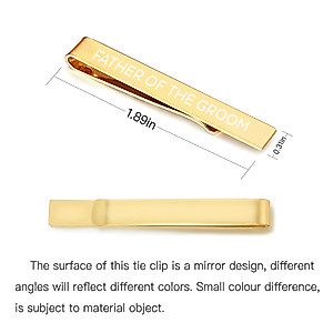 YUUNEI Wedding Tie Clips 2 Pack for Father of Groom and Father of the Bride Gifts, Stainless Steel Tie Bar - Gold