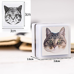 Personalized Pet Self-Inking Stamps,Custom Pet Photo Portrait Stamps for Cats Dogs,Rubber,Square,Funny Gift for Animal Lovers