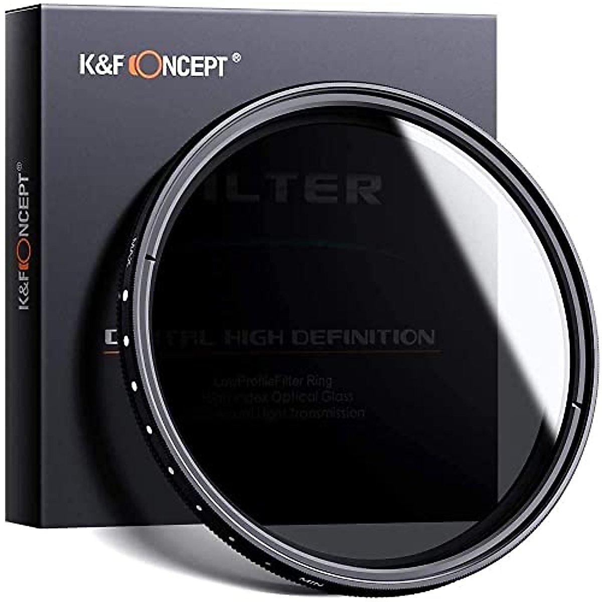 K&F Concept 46mm Variable ND2-ND400 ND Lens Filter (1-9 Stops) for Camera Lens, Adjustable Neutral Density Filter with Microfiber Cleaning Cloth (B-Series)