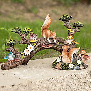 VP Home Birds and Squirrels Bonsai Tree Solar Powered LED Outdoor Decor Garden Light