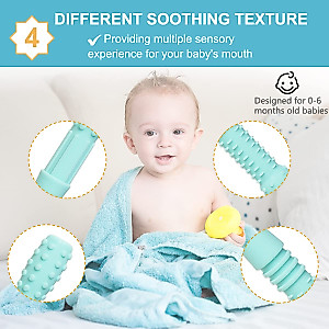 Baby Teething Toys for 0-6 Months 6-12 Months, Hollow Teething Tubes, Silicone Baby Teether Toys, Teething Straw Sticks for Babies, Chew Straw Newborn Toys for Infants with a Cleaning Brush (5 Packs)