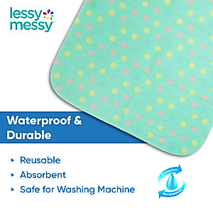 Portable Baby Changing Mat - Extra Large Waterproof Diaper Changing Pad | Machine Washable & Dryer Safe | Wipeable Surface for Easy Cleaning | Stylish Polka Dot Design