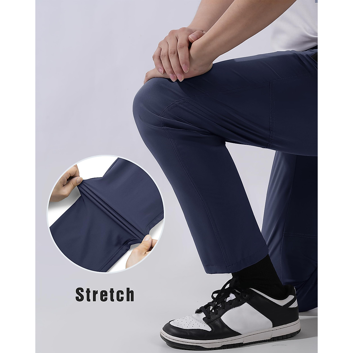 BIYLACLESEN Mens Sweatpants with Pockets Joggers for Men Sweat Pants Hiking Waterproof Pants Quick Dry Athletic Track Workout Pants Dark Blue 38