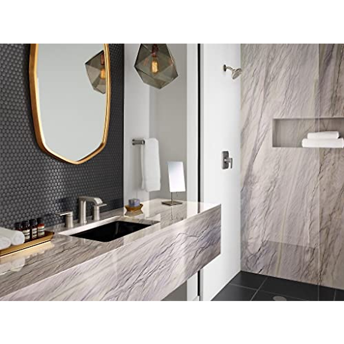 Moen Genta LX Brushed Nickel Two-Handle Widespread Modern Bathroom Faucet, Valve Required, T6708BN