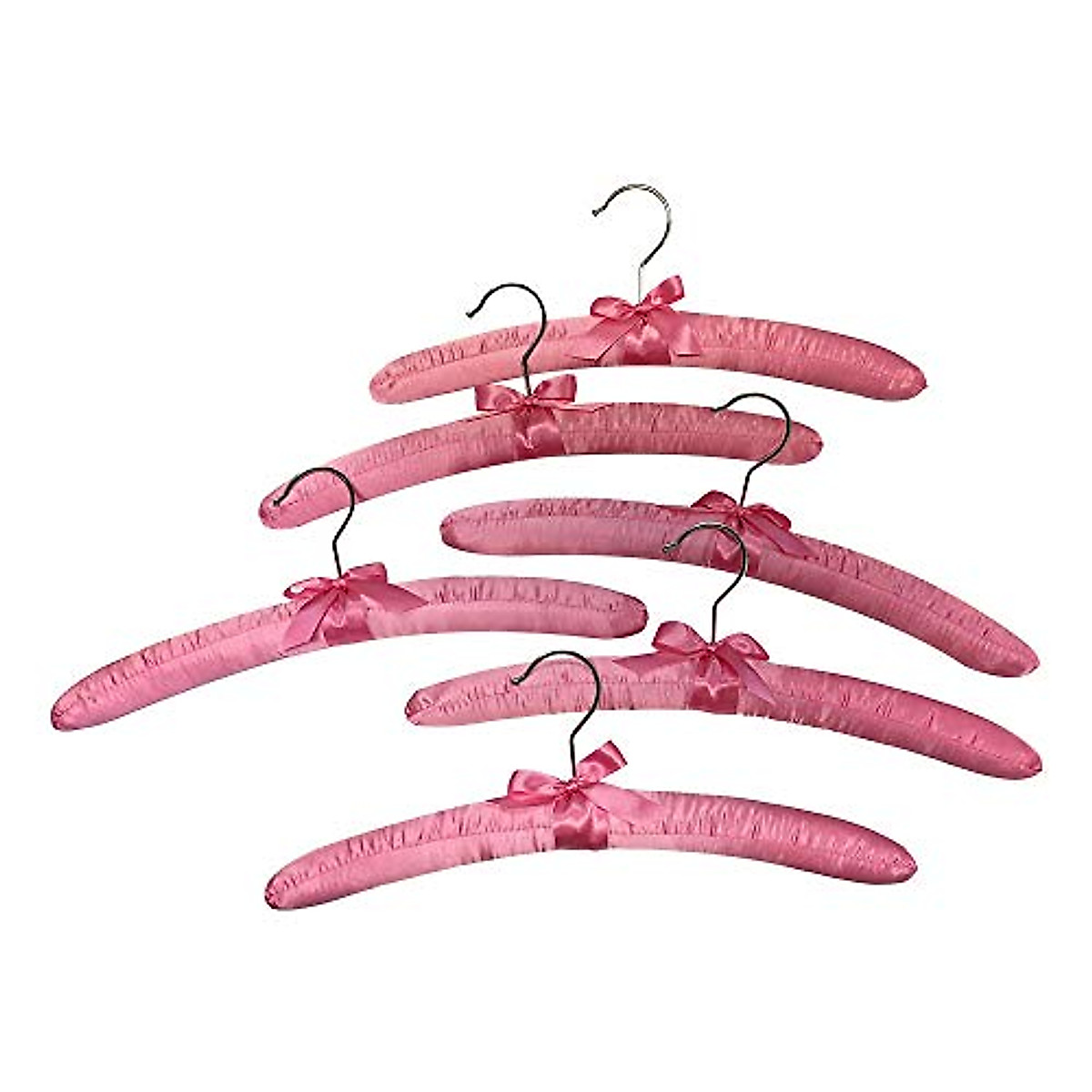 DBM IMPORTS 6 Pcs Smooth Satin Padded Hangers Pink 15" L for Dress Lingerie Bridal Cloth Hanging