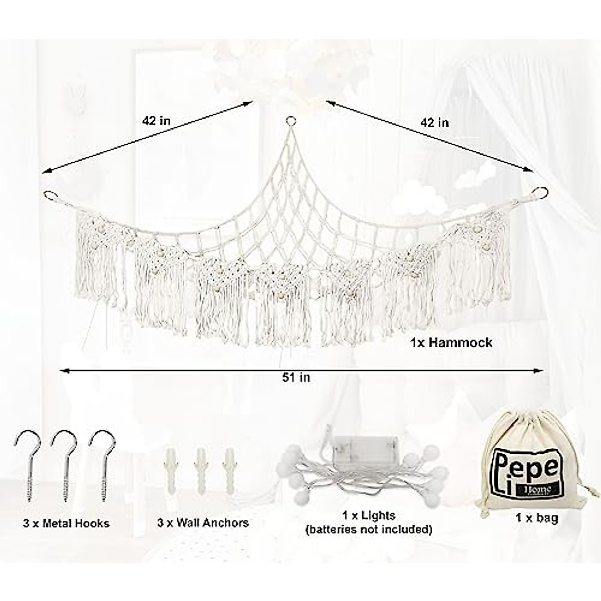 Pepeli Home Products Stuffed Animal Net or Hammock, Stuffed Animal Net, Net for Stuffed Animals Corner, Stuffed Animal Holder
