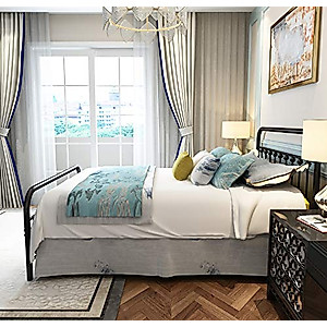 NEEBIRGELIA Black Metal Bed Frame Queen Size with Headboard and Footboard Single Platform Mattress Base,Metal Tube and Iron-Art Bed（Queen,Black）