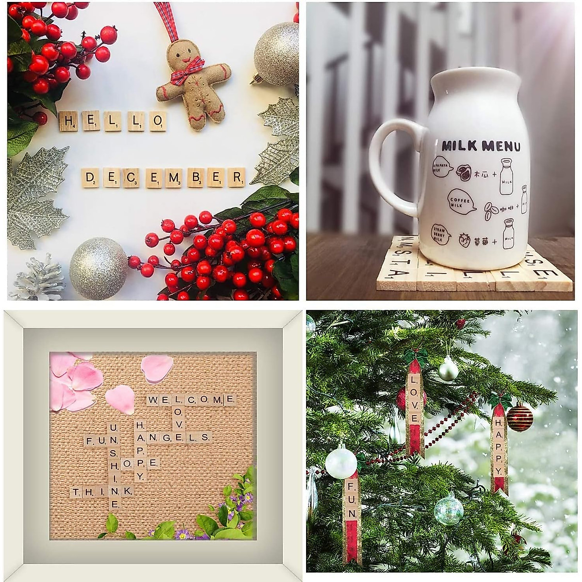 200 PCS Spelling Letters, DIY Making Spelling Crossword Game, Wood Letters Tiles