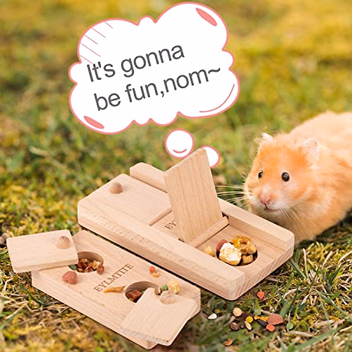 Wooden Pet Hamster Enrichment Toys Interactive Hide Treats Foraging Puzzle for Hamster, Guinea Pig, Pet Rats, Bunny Rabbit and Chinchilla Toys