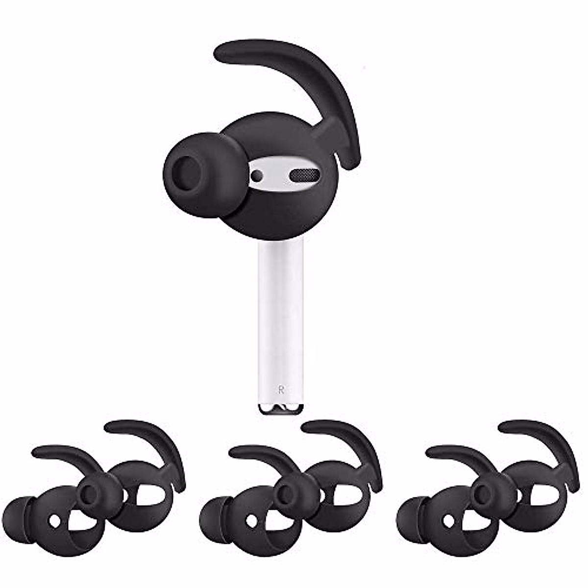 Zotech 3 Pairs AirPods Ear Hooks Cover Earbuds Tips Compatible with Apple AirPods 1 & AirPods 2 or EarPods (Black)