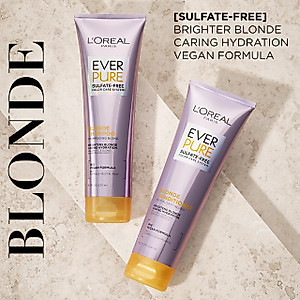 L'Oreal Paris Blonde Sulfate Free Shampoo for Color-Treated Hair, Neutralizes Brass + Balances, EverPure, 8.5 Fl Oz (Packaging May Vary)