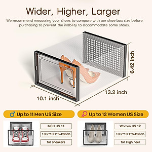 Kuject X-Large Shoe Storage Boxes Organizers Clear Plastic Stackable 9 Pack, Shoe Rack & Holder Substitute, Sneaker Containers, Toy Storage Organizer Bins for Entryway, Closet, Under Bed, Black