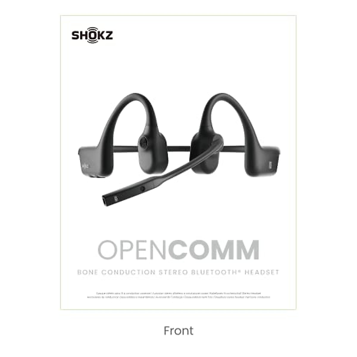 SHOKZ (AfterShokz OpenComm - Bone Conduction Open-Ear Stereo Bluetooth Headset with Noise-Canceling Boom Microphone - Wireless Headset for Mobile Use, with Bookmark