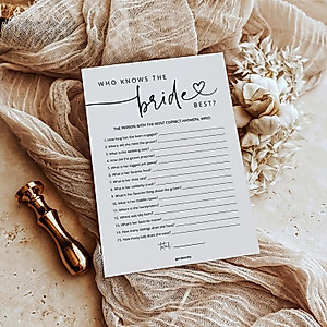 GardenCity Bridal Shower Games for 50 Guests - Who Knows The Bride Best Bridal Shower Game - Minimalist