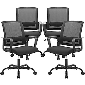 CLATINA Ergonomic Rolling Mesh Desk Chair with Executive Lumbar Support and Adjustable Swivel Design for Home Office Computer Black 4 Pack