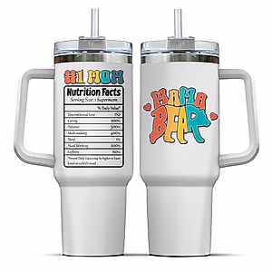 Mama Bear Nutrition Facts, Yellow Cups Insulated Steel Green Orange Mom Momma Lime Sage Red Modern Simple Handle, Tumbler 40 Oz With Handle Lid And Straw, Mama Bear Gifts