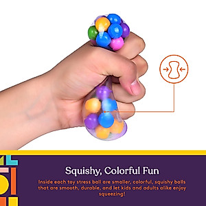 Squishy Stress Ball Squeeze, Color Sensory Toy, Relieve Tension, Anxiety, ADHD, Home, Travel and Office Use, Fun for Kids and Adults (4-Pack)