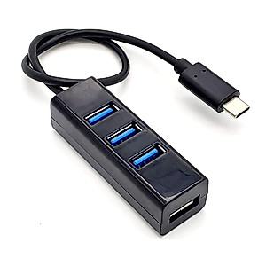 LoveRPi USB Type C to 4 Port USB 2.0 Hub (Black) for Raspberry Pi 4 and Phones
