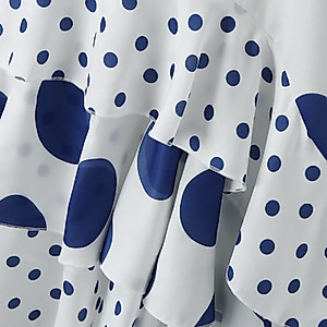 Cnebo Business Dresses for Women 2023 Ladies Short Sleeve Round Neck Polka Dot Prints Side Pockets Long Dress