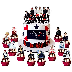 OULUN STRAY-KIDS Party Supplies, STRAY-KIDS Party Decorations Include Happy Birthday Banners, Cake Toppers, Cupcake Toppers, Balloons