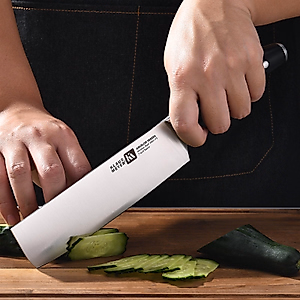 Klaus Meyer Arcelor 7 inch Nakiri Knife, Vegetable Cleaver with ABS Ergonomic Handle, Exclusive German Steel Kitchen Knife