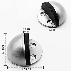 2 Pack Door Stoppers, Door Stopper Set with Rubber Bumper, 3M Adhesive Door Holder Door Stop, No Need to Drill Floor Door Stopper, Stainless Steel Door Stop for Home Hotel