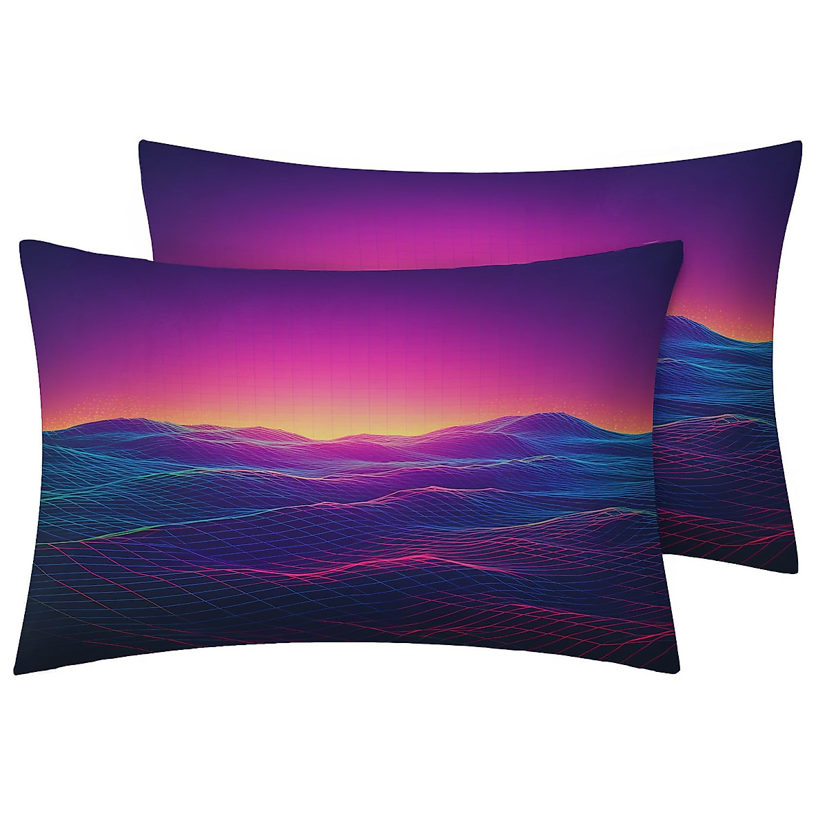 zcwl Neon Duvet Cover Queen Size | Vaporwave Bedding Set | 3 Piece | Soft Microfiber Patterned Comforter Cover with Zipper Ties & 2 Pillowcases | Neon Bedroom Decor