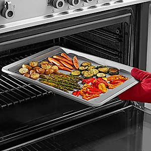 KitchenAid Nonstick Aluminized Steel Baking Sheet, 13x18-Inch, Silver With Silicone Large Baking Mat, 12x17-Inch, Gray
