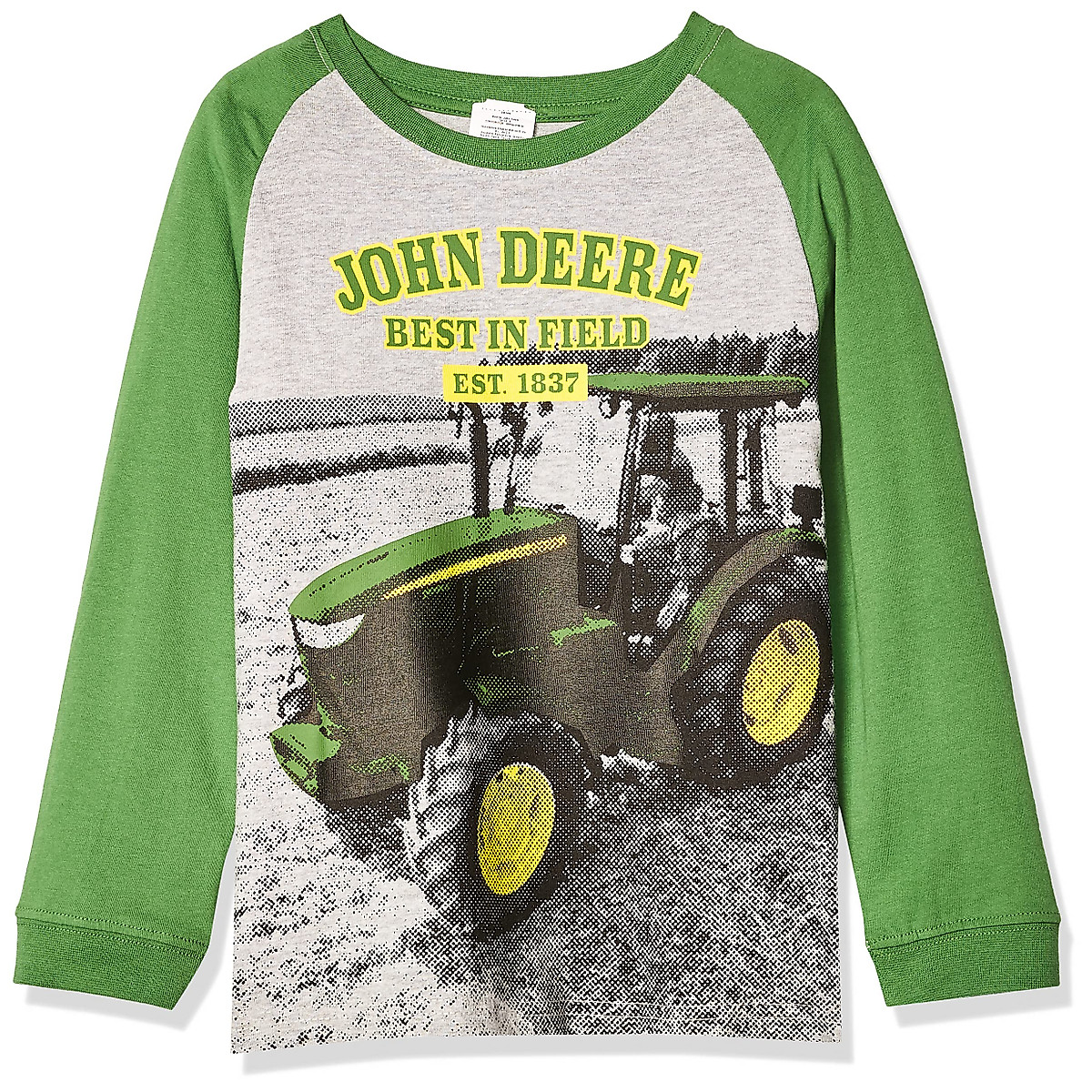 John Deere boys Long Sleeve Raglan Tee T Shirt, Green, 6-7 Years US