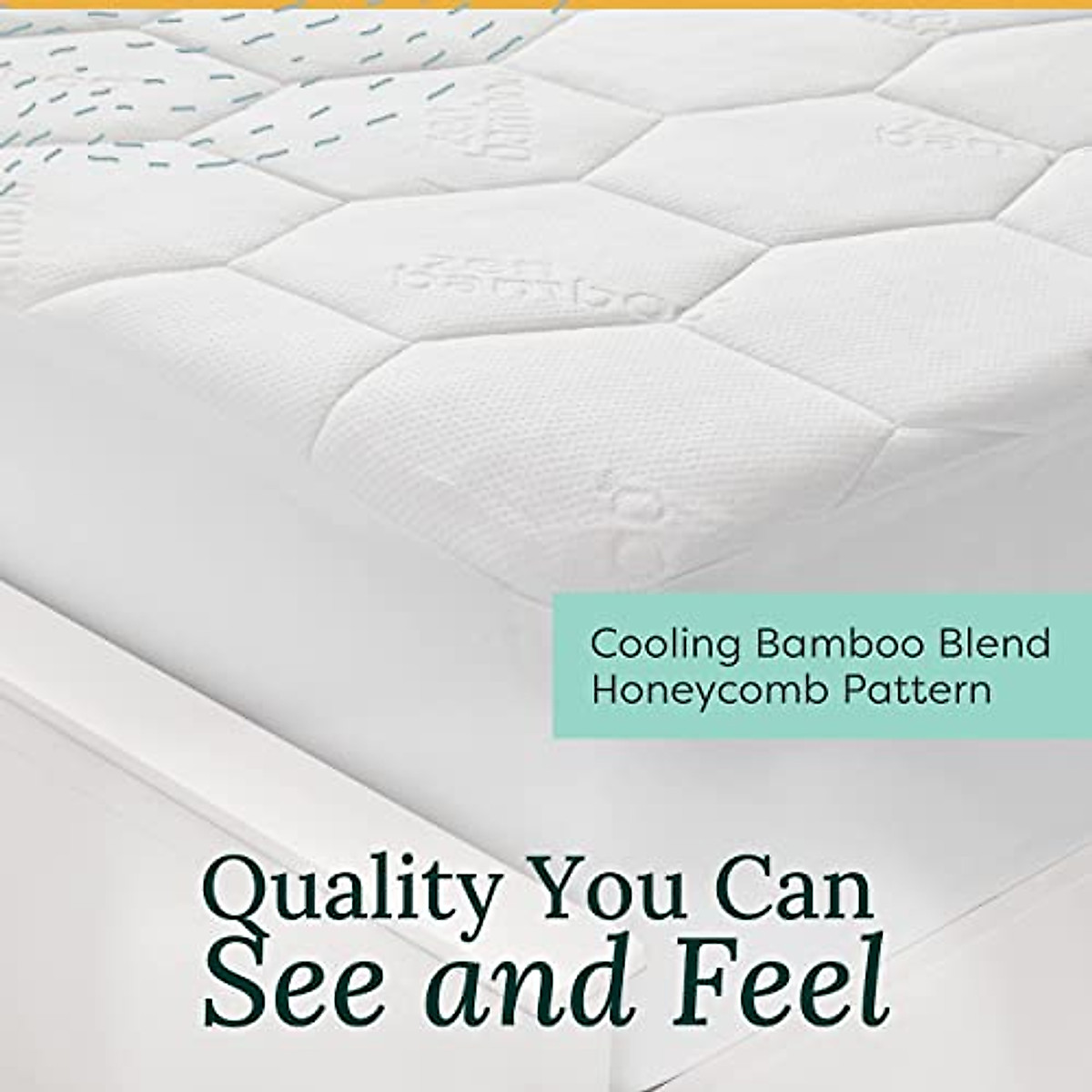 Zen Bamboo Mattress Pad Cover - Cooling Bed Topper & Waterproof Protector w/Deep Pockets, California King Size, White