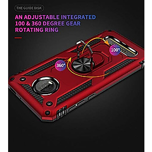 Military Grade Drop Impact for Motorola Moto Z4 Case,Moto Z4 Play Case 360 Metal Rotating Ring Kickstand Holder Magnetic Car Mount Armor Heavy Duty Case Z4 Z4 Play Z4 Force Phone Case (Red)