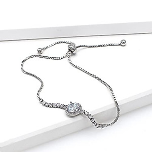 UDYLGOON Round Earrings Necklace Bracelet Jewelry Set For Women Bridal Bridesmaid Party Prom Daily (Silver)