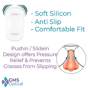 GMS Optical Premium Grade Soft Silicone - Rectangle Shaped Nose Pads (Slide/Push-in) 11MM (5 Pair, Rectangle - Clear (11mm))