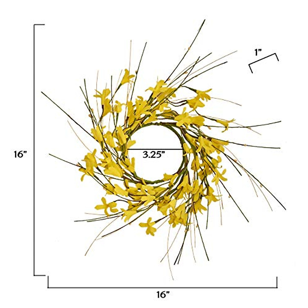 Worth Imports 3.25" FORSYTHIA Set of 2 Candle Ring, Yellow, Brown