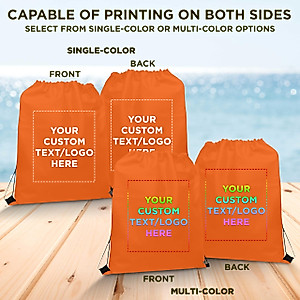 DISCOUNT PROMOS Custom Non-Woven Drawstring Backpacks Set of 100, Personalized Bulk Pack - Bring Everywhere You Go, Great for Travelling, Gym and for Everyday Use - Orange