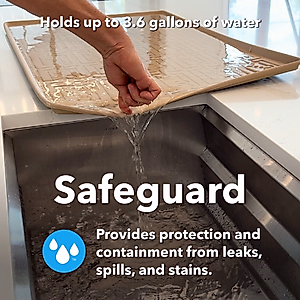 Xtreme Mats Waterproof Under Sink Mat (Gray 25" 1/4 x 19 1/4) Shelf Liner Cabinet Liner for Home Bathroom Vanity Cabinets Plumbing Leak Water Damage Prevention Flexible Under Bathroom Sink Driptray