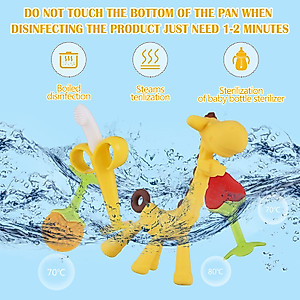 Baby Teething Toys for Newborn (4-Pack),Baby Chew Toys Teething Freezer Set Soothing Baby, Toddler Silicone Banana Toothbrushes Fruit Giraffe Teethers Soothe Babies with Storage Case Set