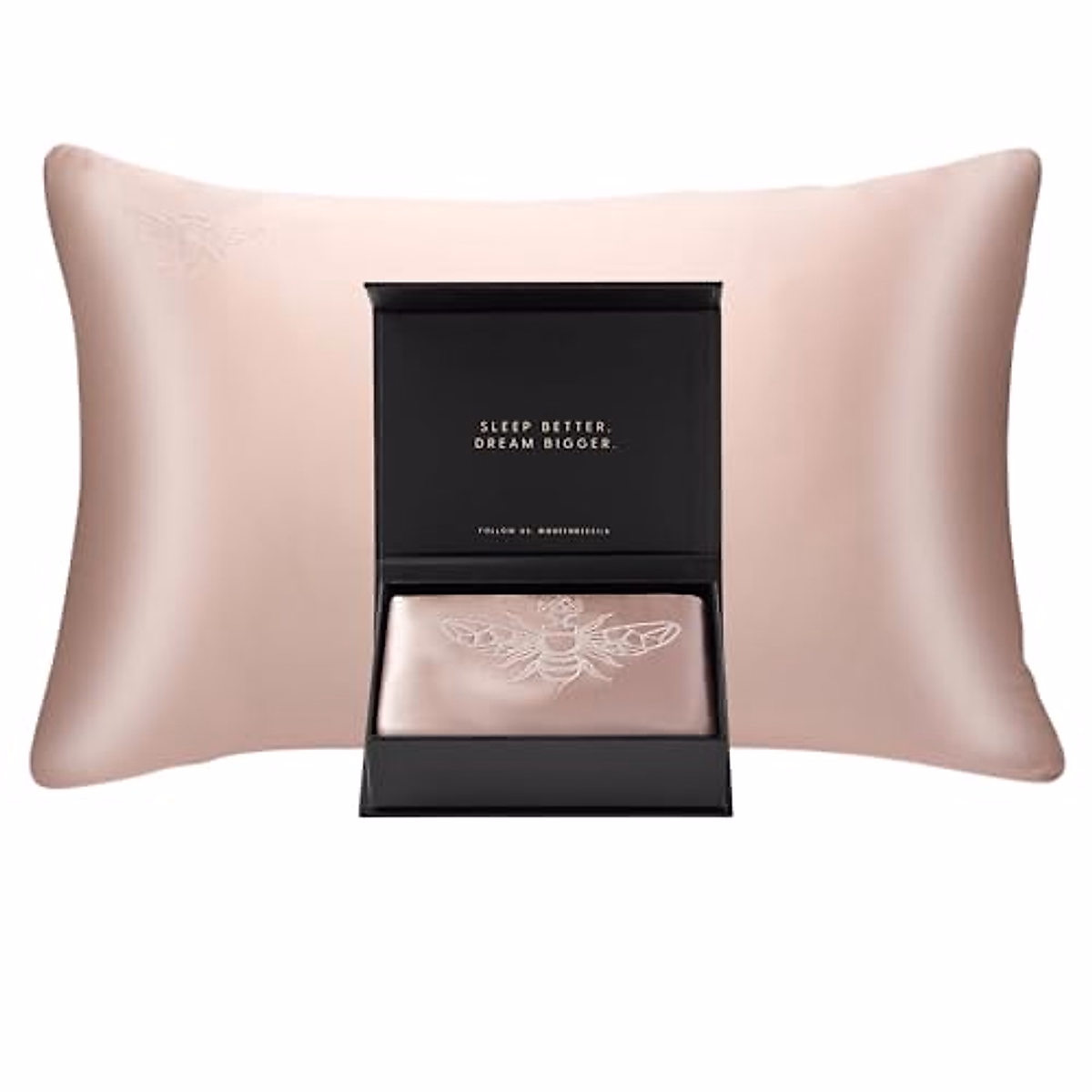 QUEEN BEE SILK - Silk Pillowcase for Hair and Skin - 22 Momme Mulberry Silk - Charmeuse Weave - Envelope Closure - Standard Size - Pink