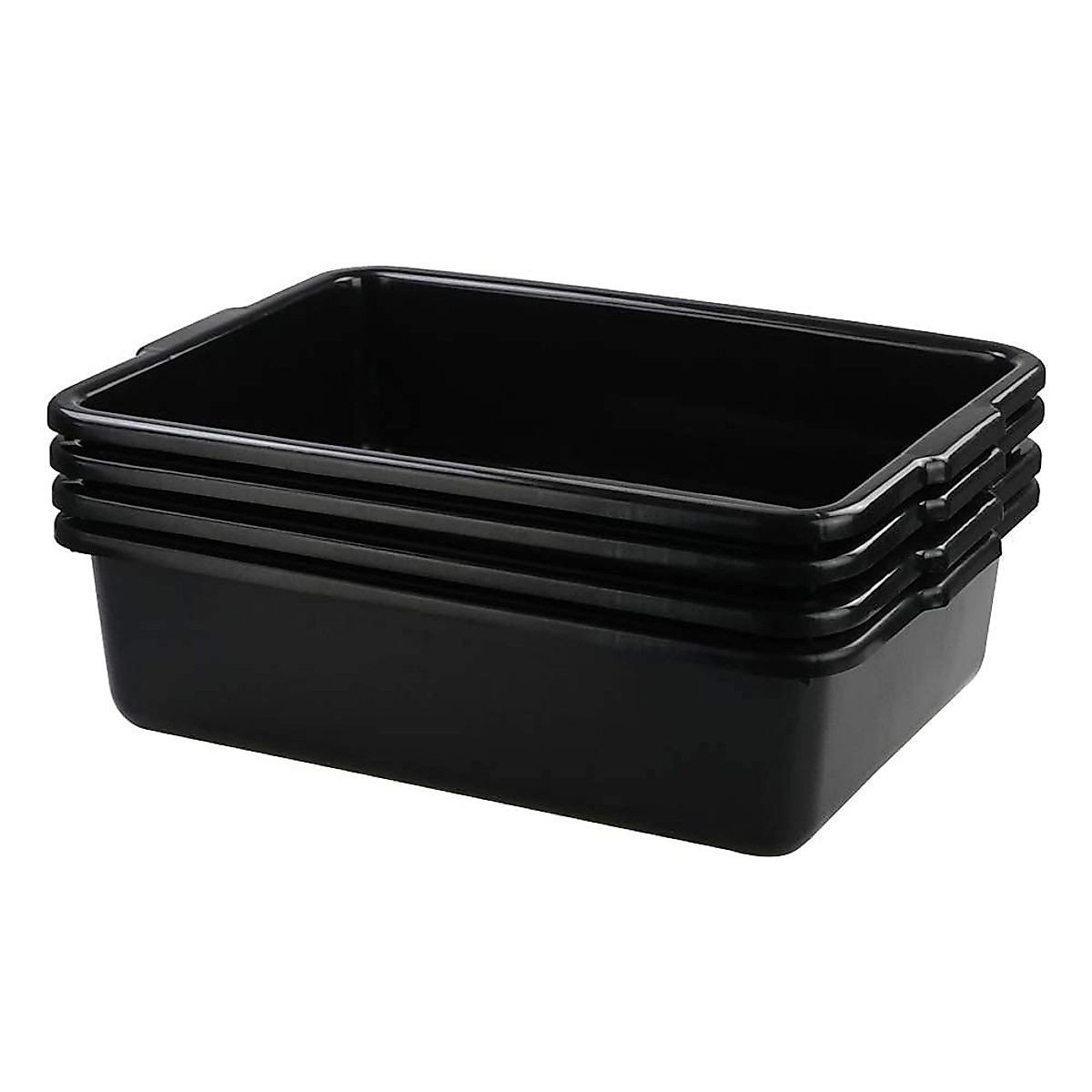 Parlynies 4-Pack 25 L Commercial Bus Box/Tote Box, Plastic Utility Bus Tub, Black