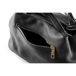 Baroncelli Italian Black Leather Purse for Women Genuine Soft Leather Medium Size Shoulder Crossbody Bag Made in Italy