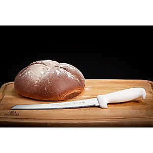 Mundial 5600 Series 10 in Curved Micro-Serrated Edge Bread Knife with White Handle