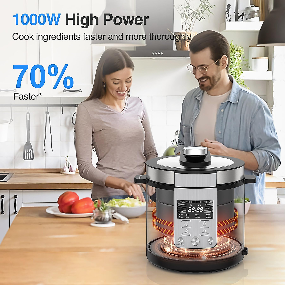 VBGK Electric Pressure Cooker 14-in-1,6.3Qt Pressure Cooker,Slow Cooker,Rice Cooker,Steamer,Yogurt Maker,Bake,Stock Pot,Steamer,Warmer & Sterilizer,Delay Timer,Automatic Pressure Release