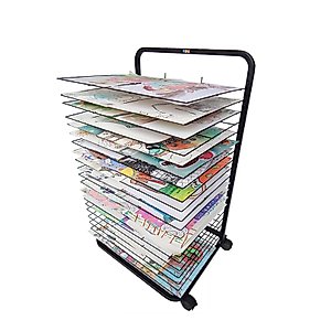 DONGYUE Art Drying Rack for Art Metal Wire Work Display Rack, Art Carts with Wheels for Classroom Art Studios and Home Use. Drying & Print Racks (Size : 57x47x97(25 Layers))